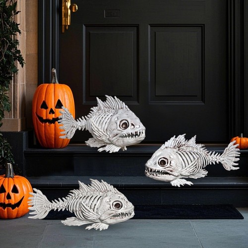 3 Pack Skeleton Fish Halloween Decor, Animals Skeleton Decorations ...