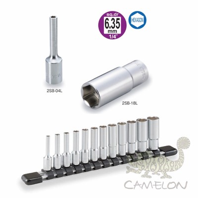 TONE 1/4" Deep Socket Hexagon 6.35 mm Square Drive Hand Tool 1/8 - 9/16 ...