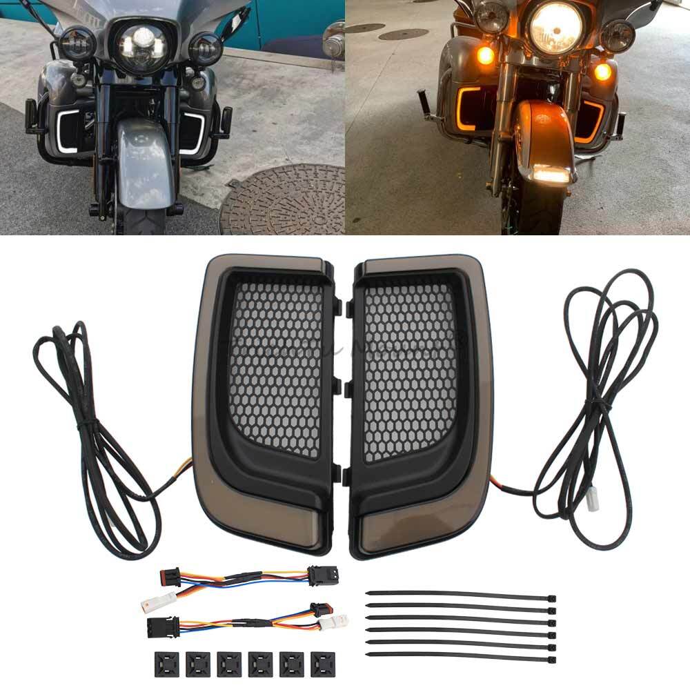 Pair LED Fairing Lower Grills For Harley Electra Road Street Tri Glide ...