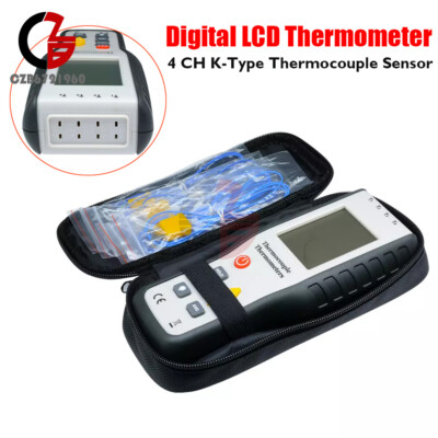 4Channel K-Type Digital LCD Thermometer Thermocouple Sensor -200~1372°C ...