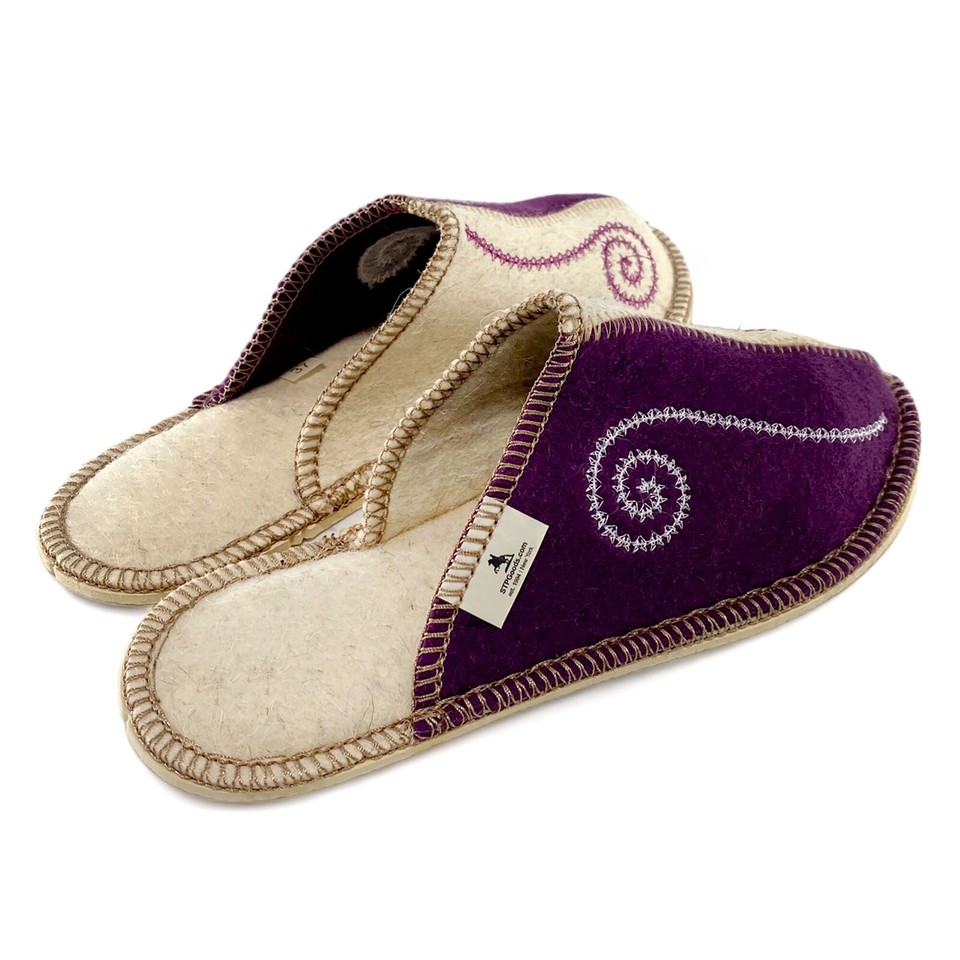 Purple Russian Felt Women's Slippers 100% Sheep Wool Warm Cozy, Not ...