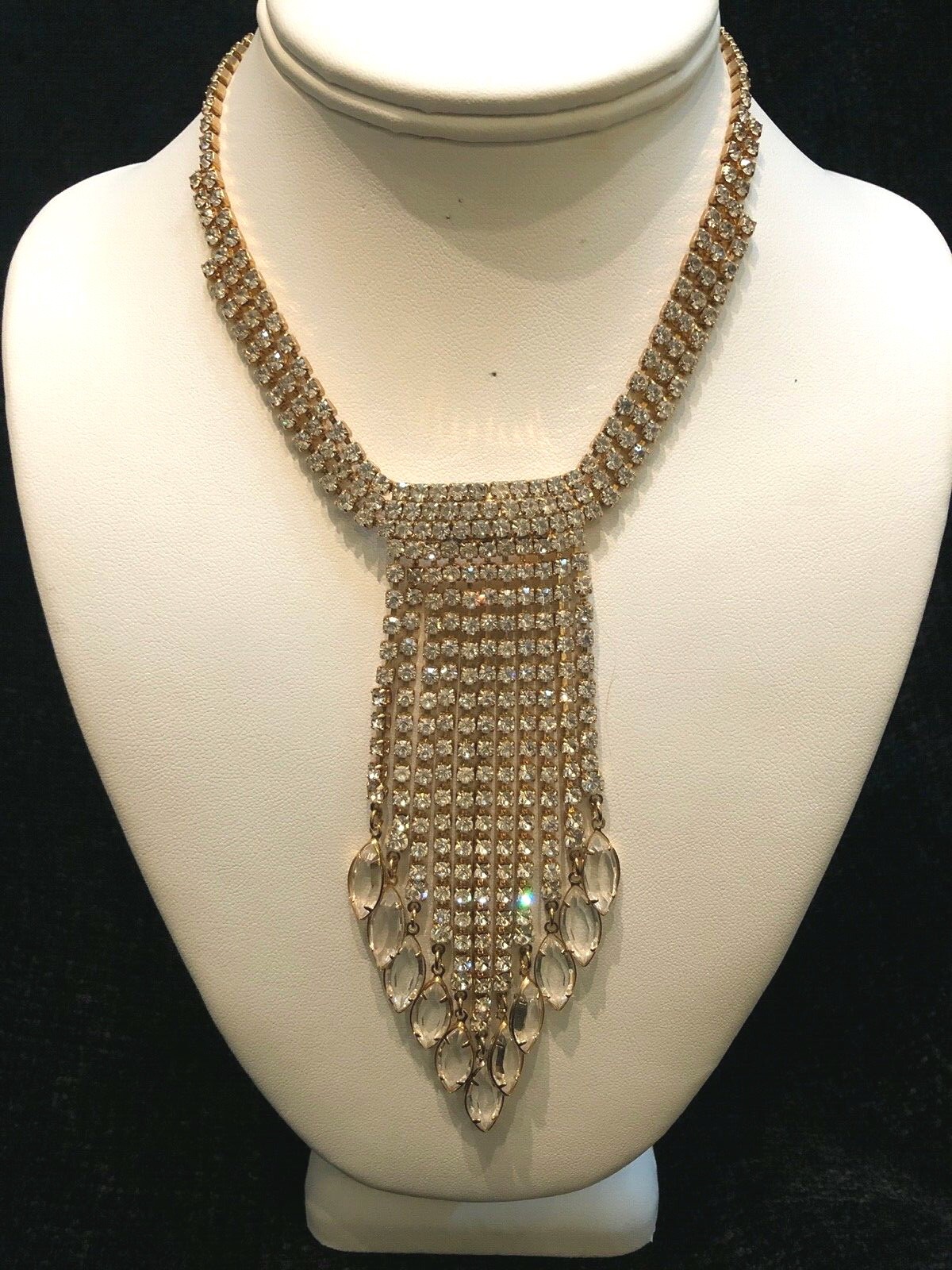 Vintage JULIANA Waterfall Bezel Set Rhinestone Neckla… - Gem