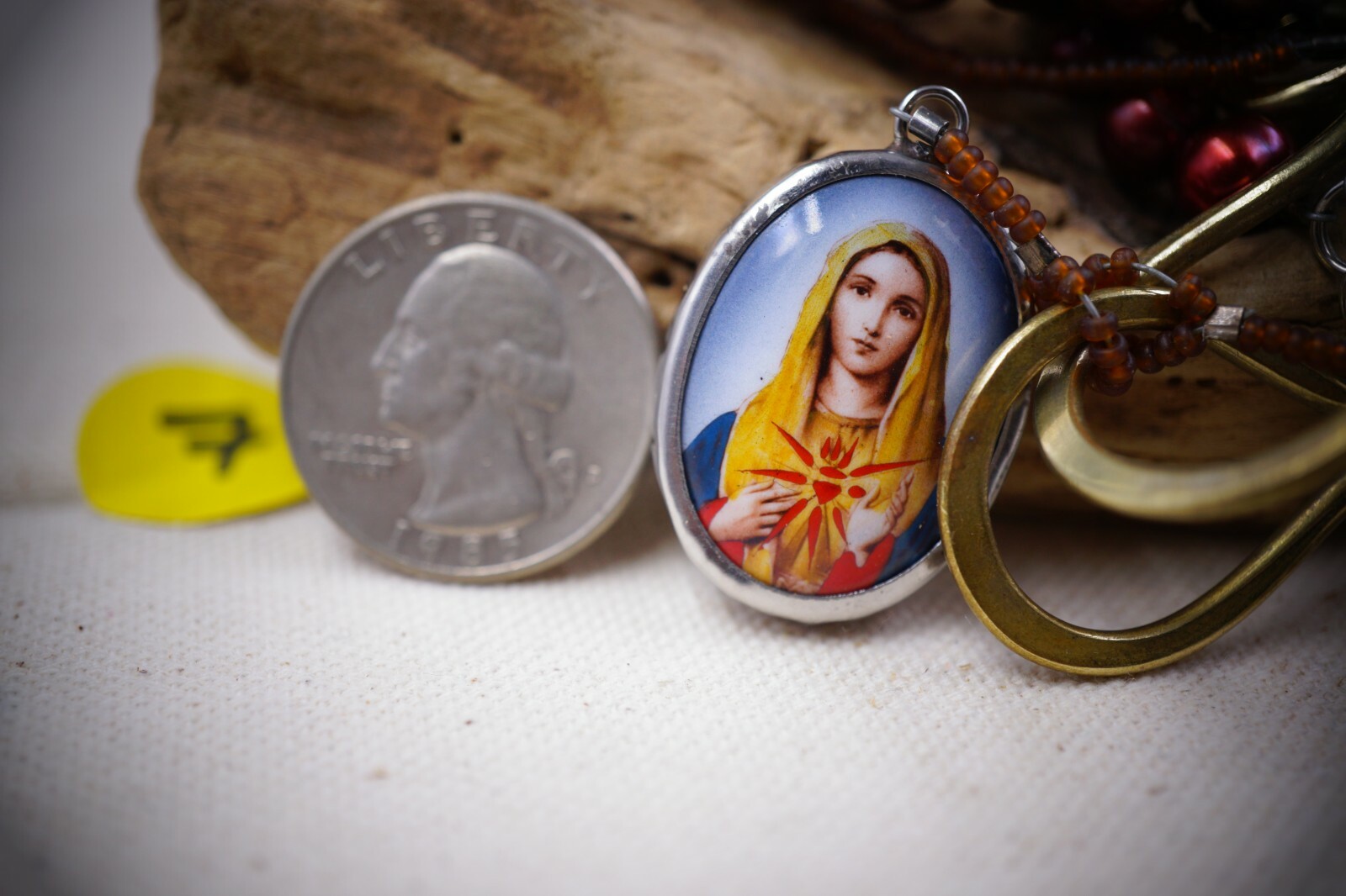 Vtg BAROQUE FRESHWATER PEARL 8mm with Virgin Mary & Tree of Life Charms ...