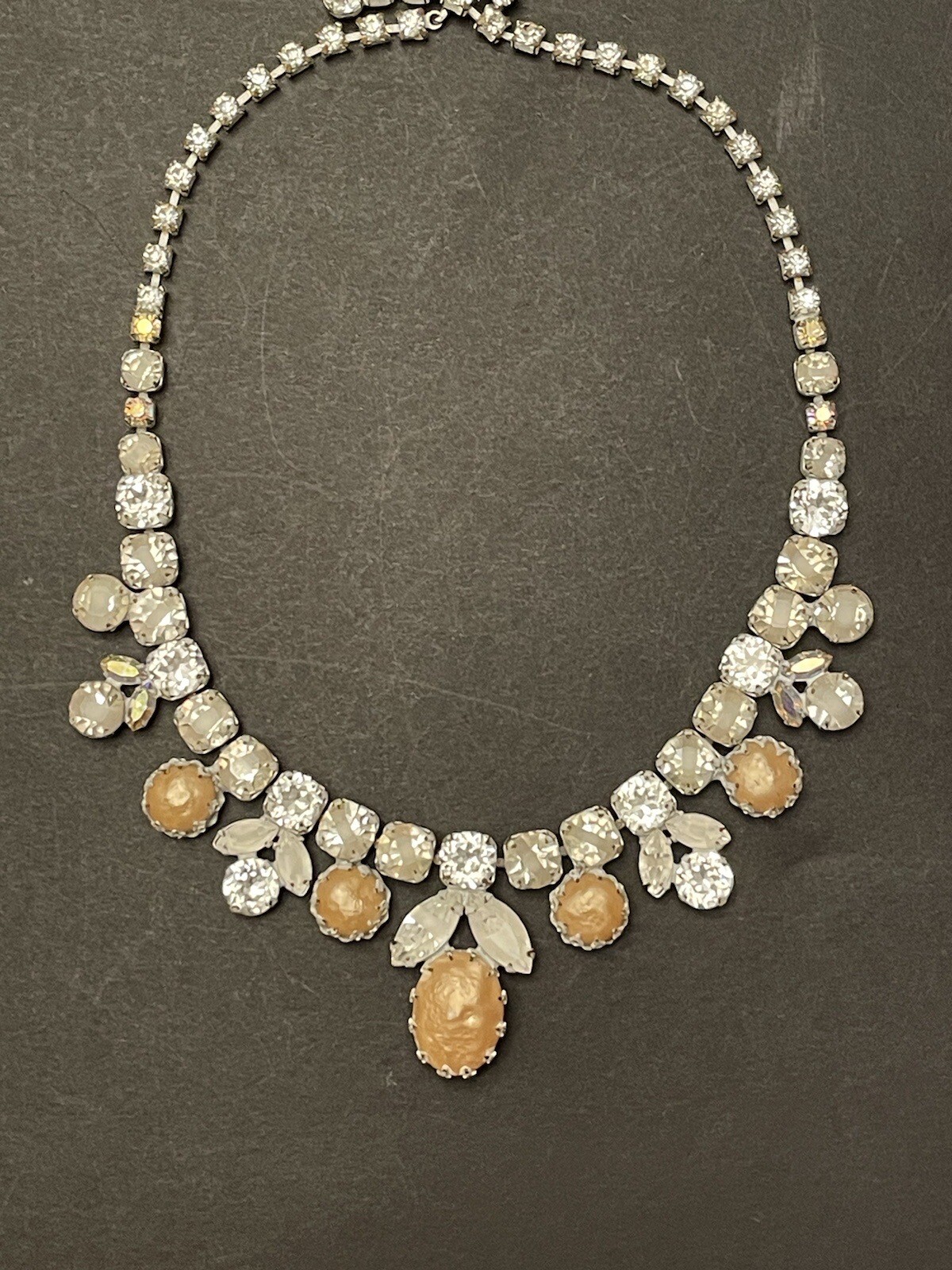 Estate signed Regency Jewels NECKLACE White Givre Crystal Faux Baroque ...