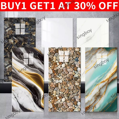 10 Packs Self-Adhesive Grey Marble PVC Cladding Wall Panels for Kitchen ...