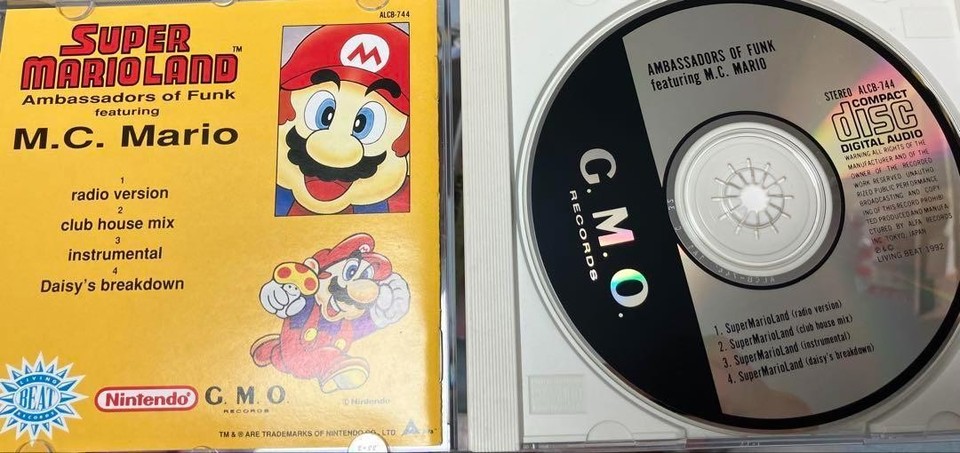 Super Mario Land CD Soundtrack Ambassadors of Funk M.C. Mario 1992 Rare ...