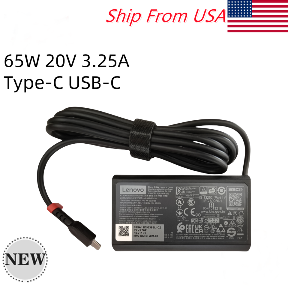 Genuine 65W USB-C Type-C AC Adapter Charger For Lenovo ThinkPad T470 ...