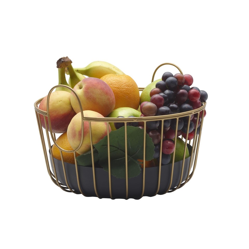 Aztec Gold-Finish Metal Fruit and Vegetable Storage Basket, Kitchen ...