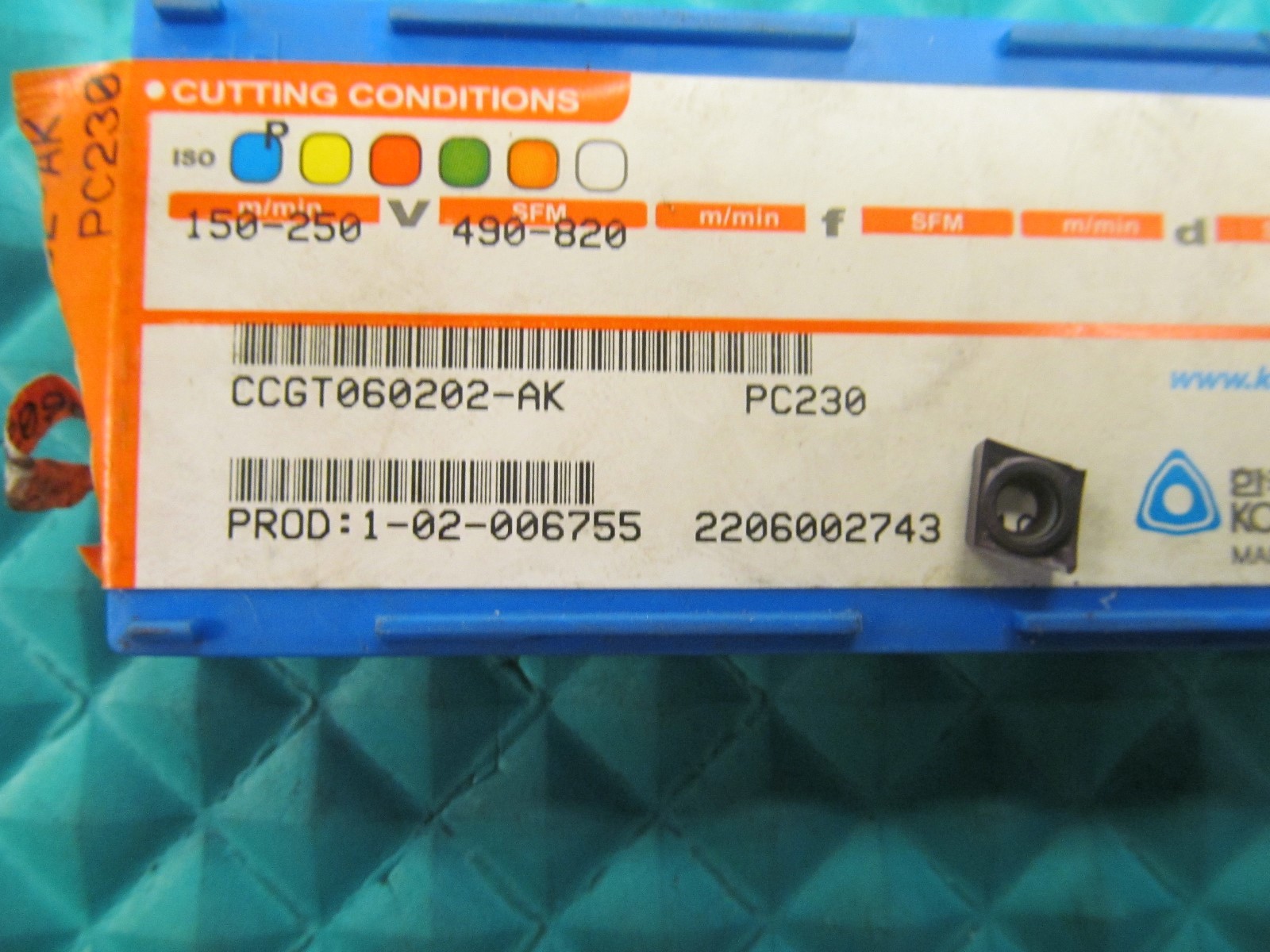NEW Korloy CCGT060202-AK PC230 CCGT 060202 AK CCGT21.50.5-AK (Lot of 4 ...