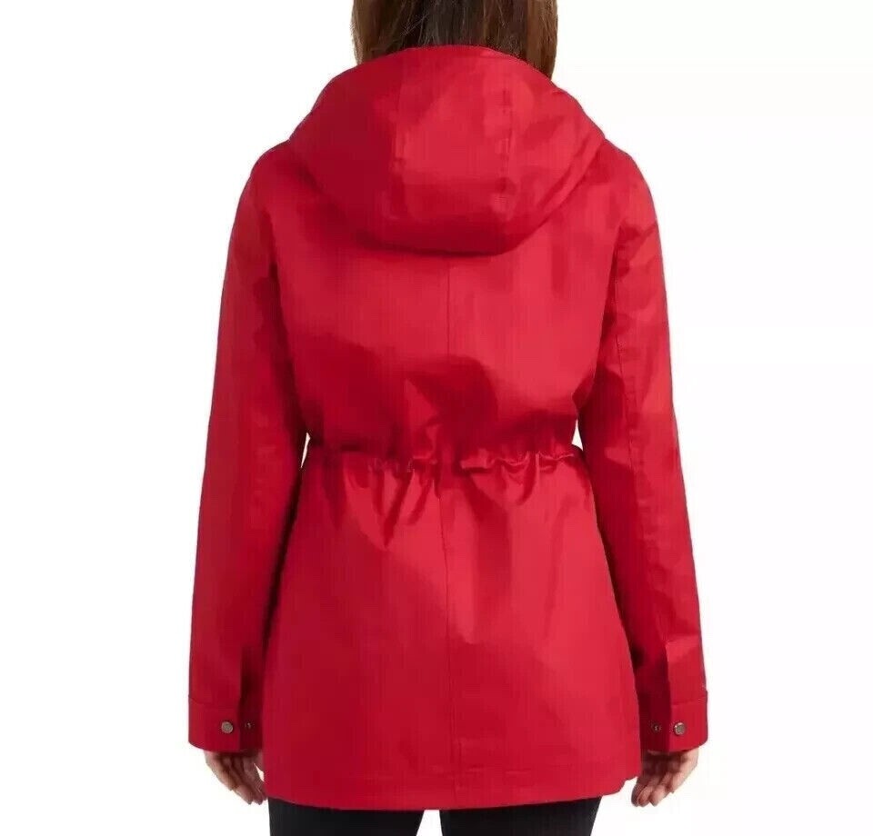 HUNTER Women's S Cotton Smock Hooded Rain Jacket Water Resistant Red ...