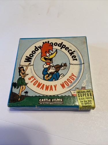 Woody Woodpecker Stowaway Cartoon Super 8 Film Reel for Projector B&W ...