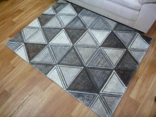 Modern Textured Geometric Design Triangles Beige Floor Area Rugs | eBay ...