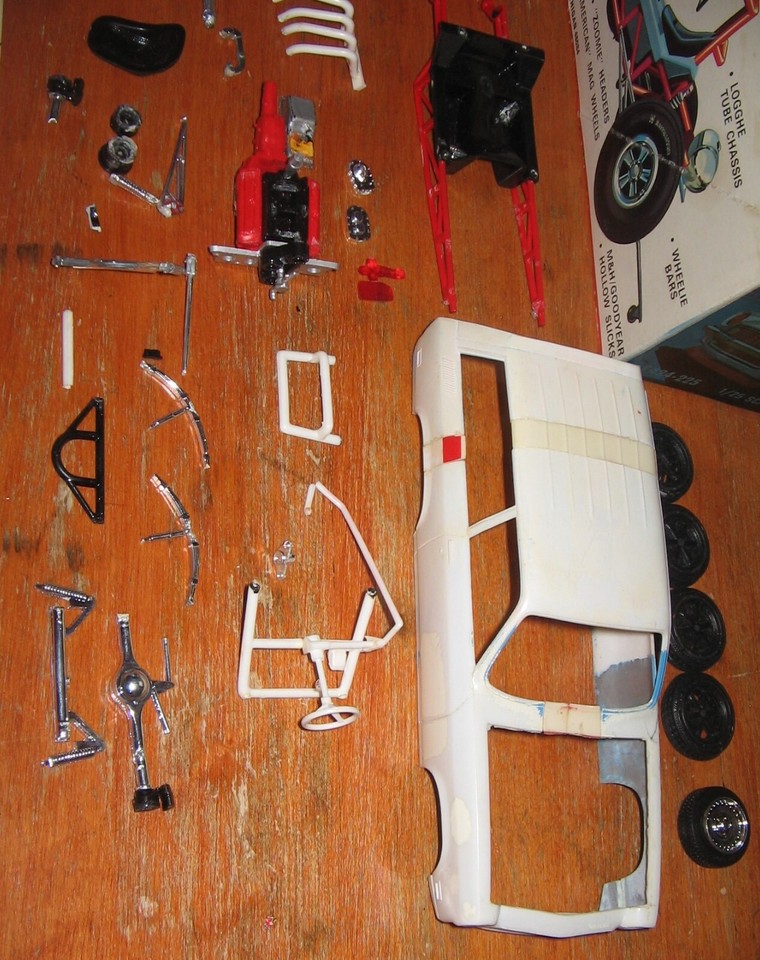 AMT 1973 Chevy Vega Kammback Funny Car Partial Built Parts Lot Junkyard ...