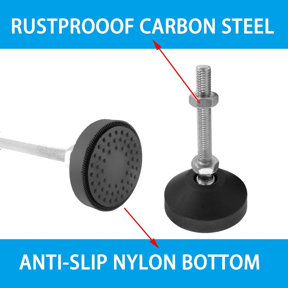 4 Pcs M8 Leveling Feet with T-Nut Anti Skid Threaded Rubber Feet ...