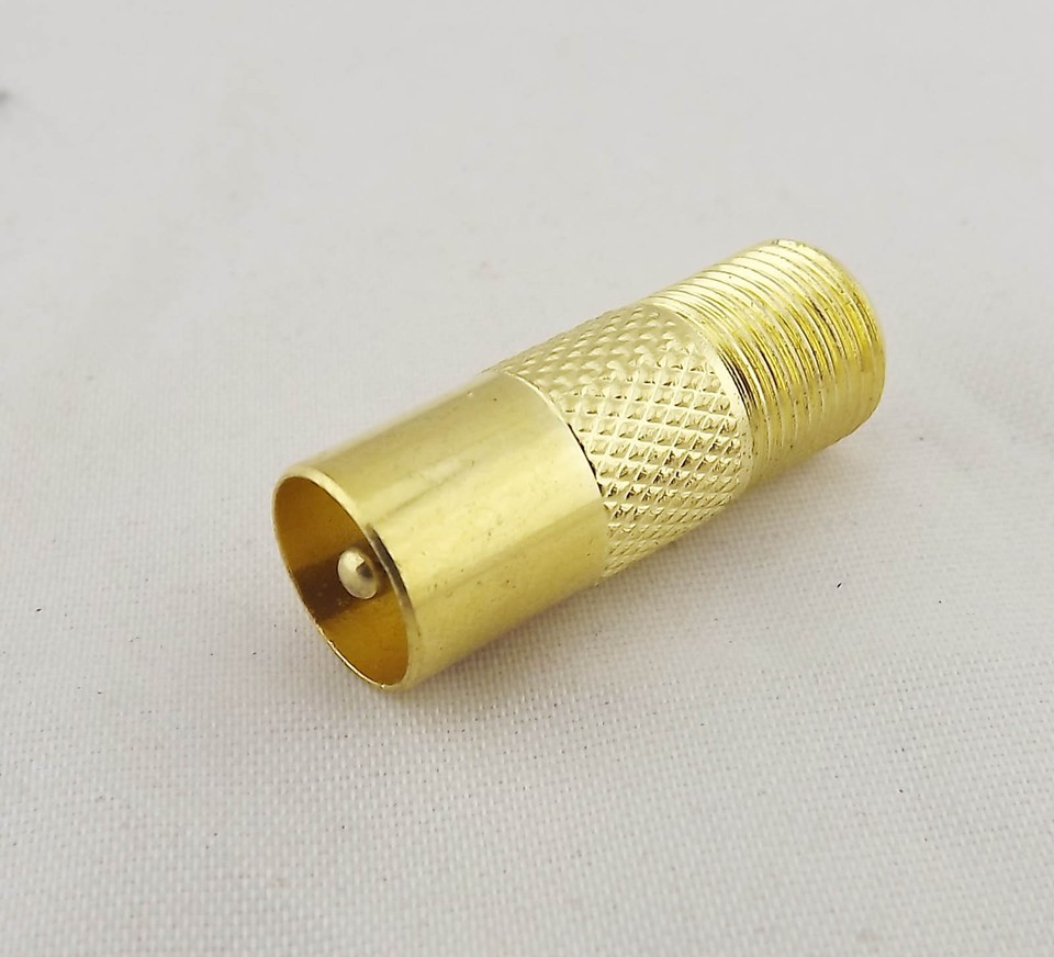 1pc Gold F Female Jack to TV PAL Male Plug Coax RF Connector Adapter ...