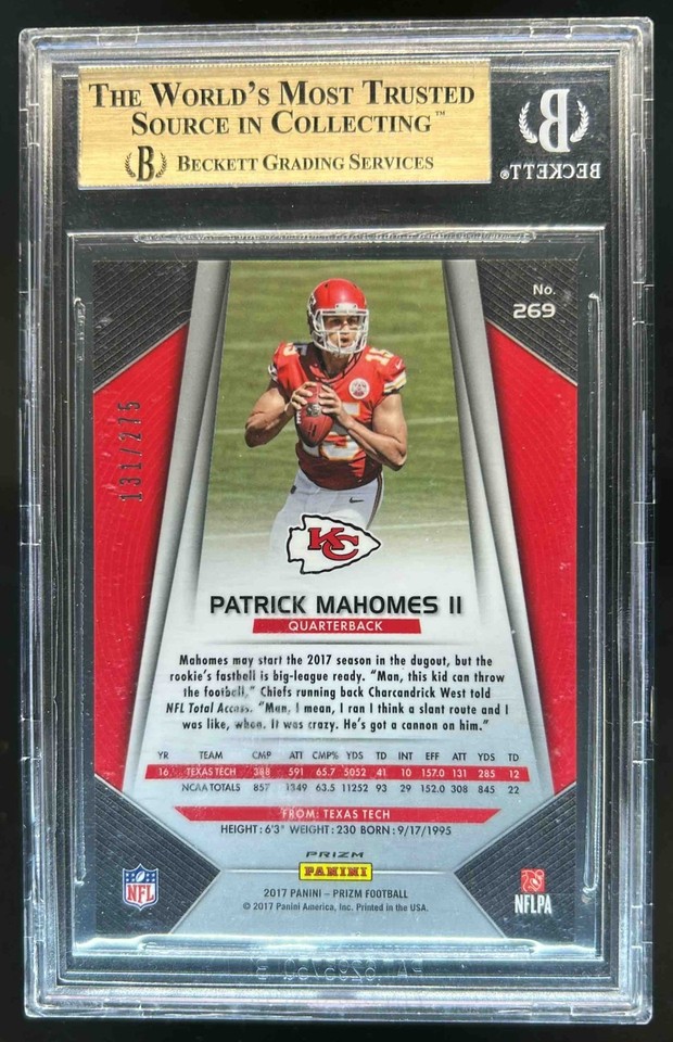 2017 Prizm Patrick Mahomes II RC Orange Rookie #131/275 Chiefs BGS 9.5 ...