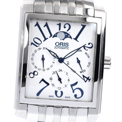 ORIS Rectangular complication 7658 Moon phase Silver Dial Automatic Men ...