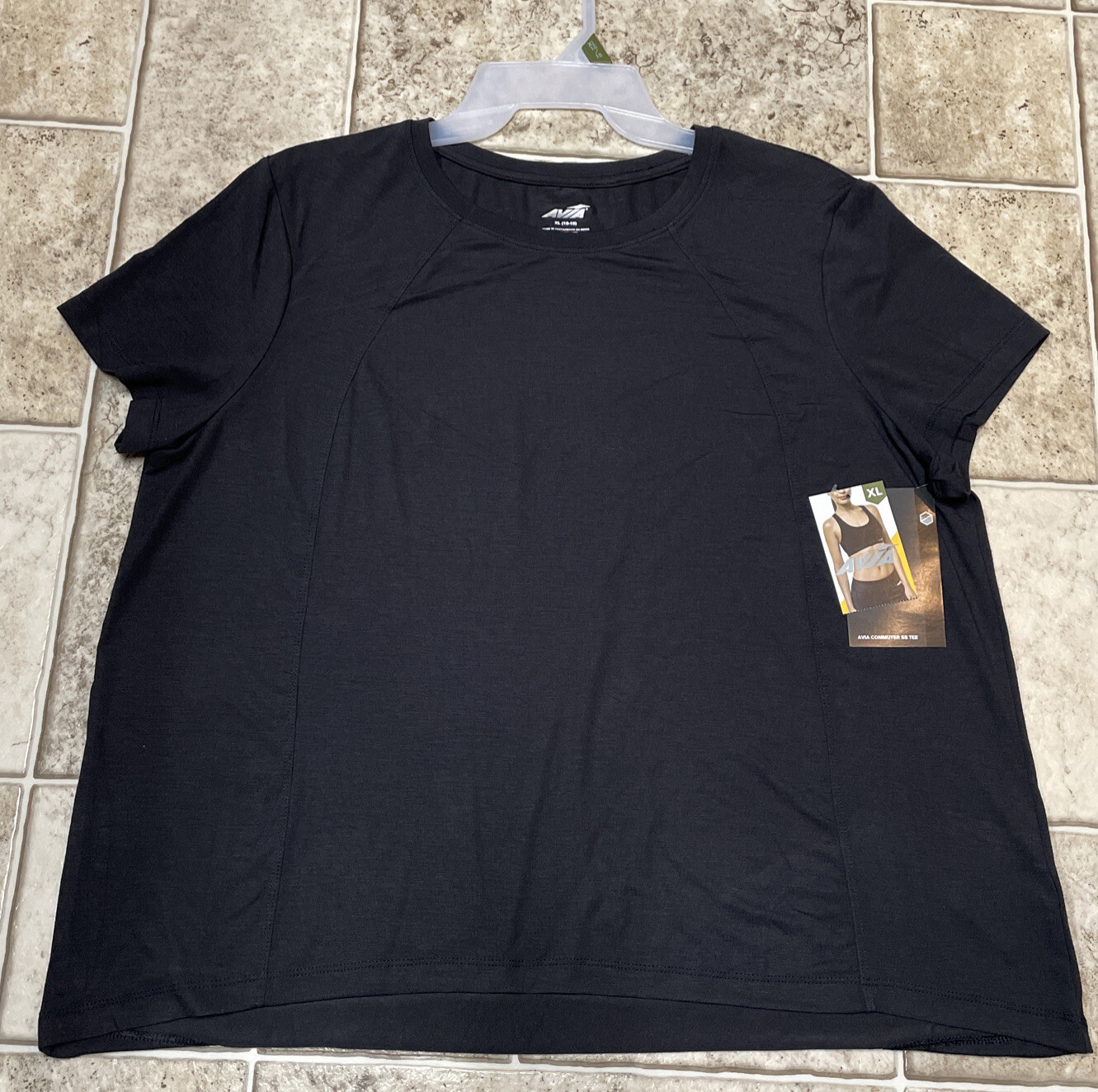 Womens Black Avia Athletic Tee Shirt Top Blouse Size L 12-14 for sale ...