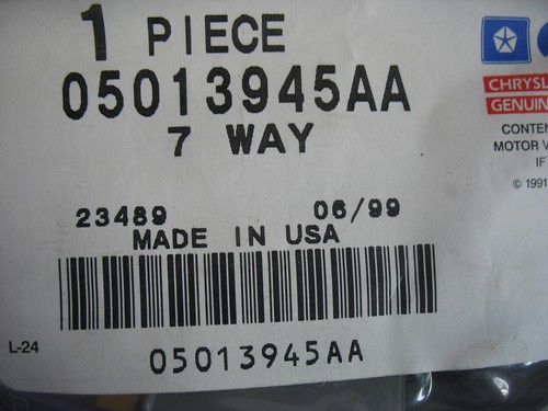 NOS Mopar 7-Way Connector Pigtail Wiring Repair Harness 5013945AA | eBay