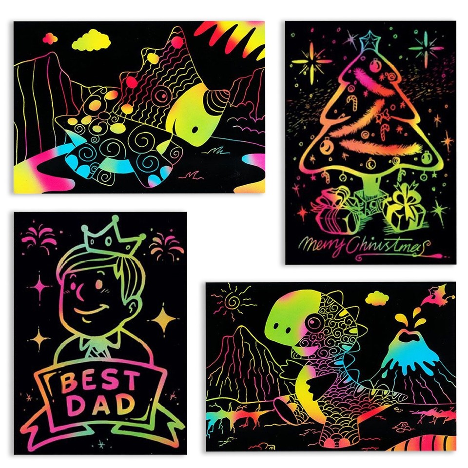 VHALE 30 Scratch Art Rainbow Paper Scratchboard for Kids Craft Drawing ...