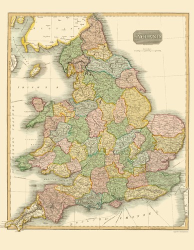 Historic Map - England - Thomson 1814 - 23 x 29.52 - Vintage Wall Art ...