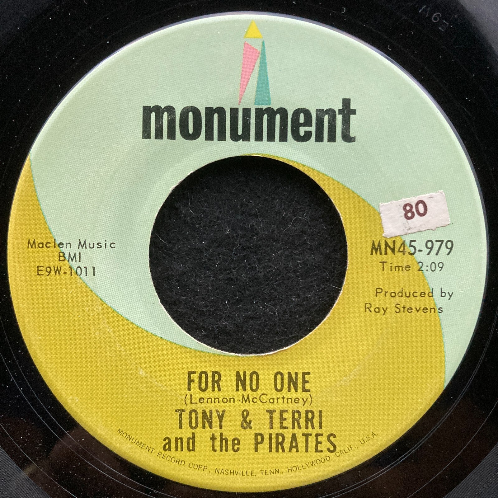 For No One/Back On My Feet Again by Tony & Terri and The Pirates ...