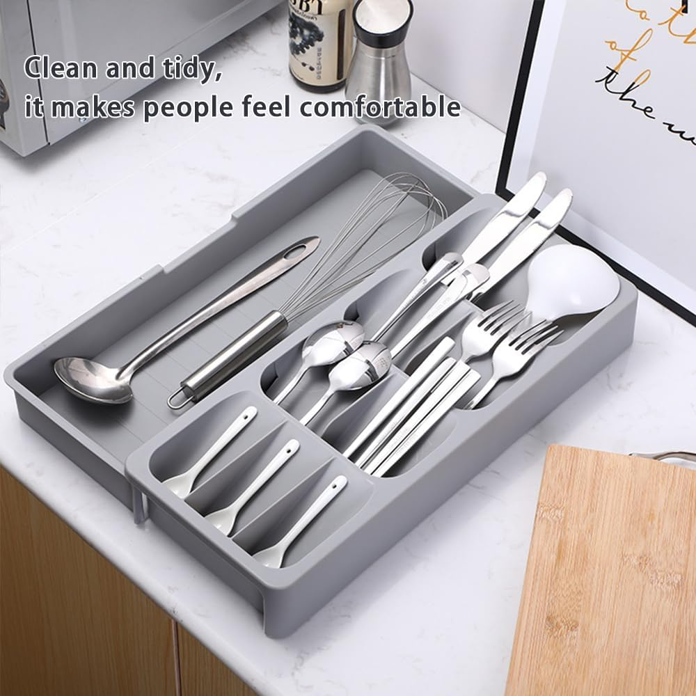 Flatware Organizer, Cutlery Expandable Organizer, Adjustable Cutlery ...