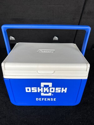 Coleman Cooler Blue Model 5205 OSHKOSH DEFENSE Lunch Box Made USA Truck ...
