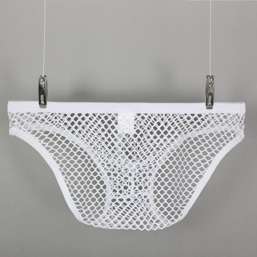 Men Underwear Transparent Briefs Breathable Mesh See-Through Elastic ...