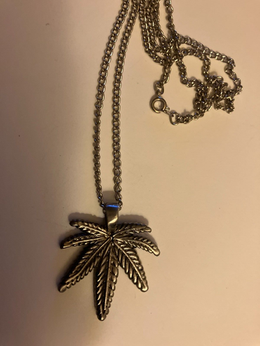 vintage estate marijuana leaf pendant chain necklace | eBay