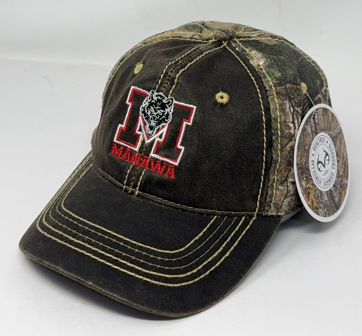 MANAWA School District Wolf Baseball Hat Camouflage Realtree Wisconsin ...