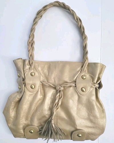 MICHAEL ROME Designs pebble leather shoulder bag made in Italy Metallic ...