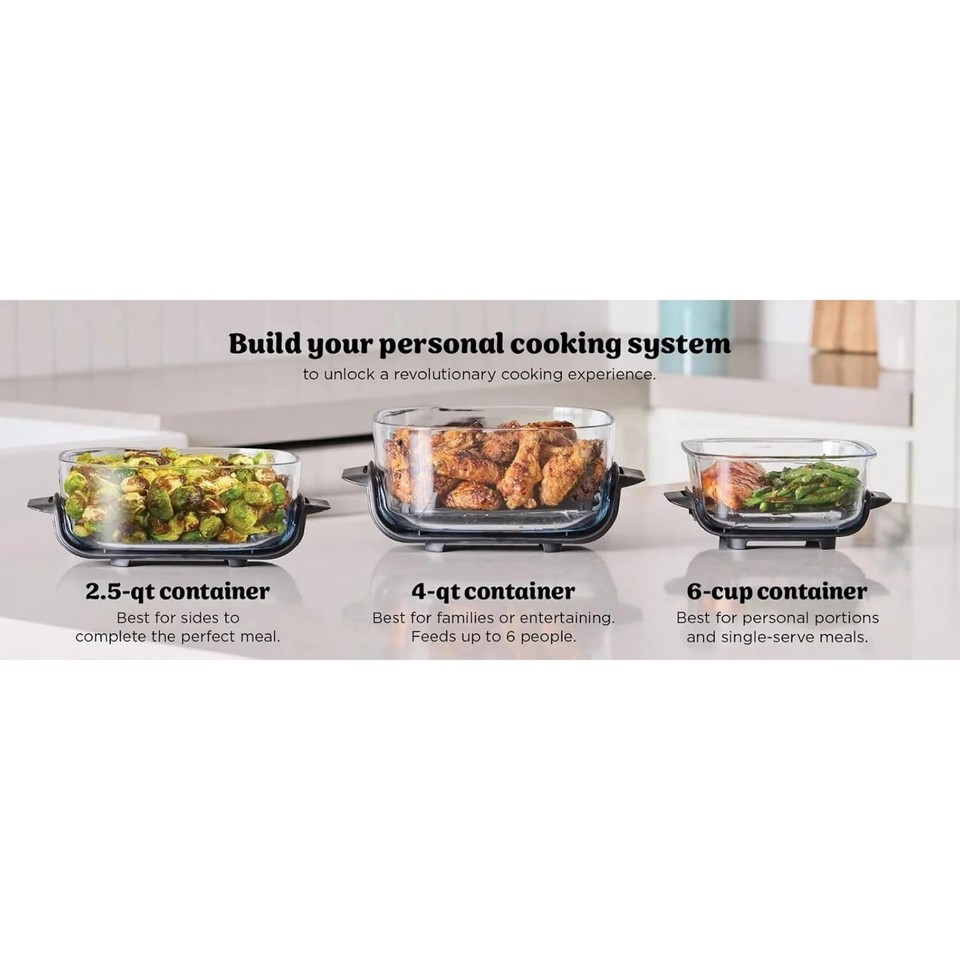 Ninja Crispi 5-in-1 Portable Glass Air Fry Cooking System with Lid ...