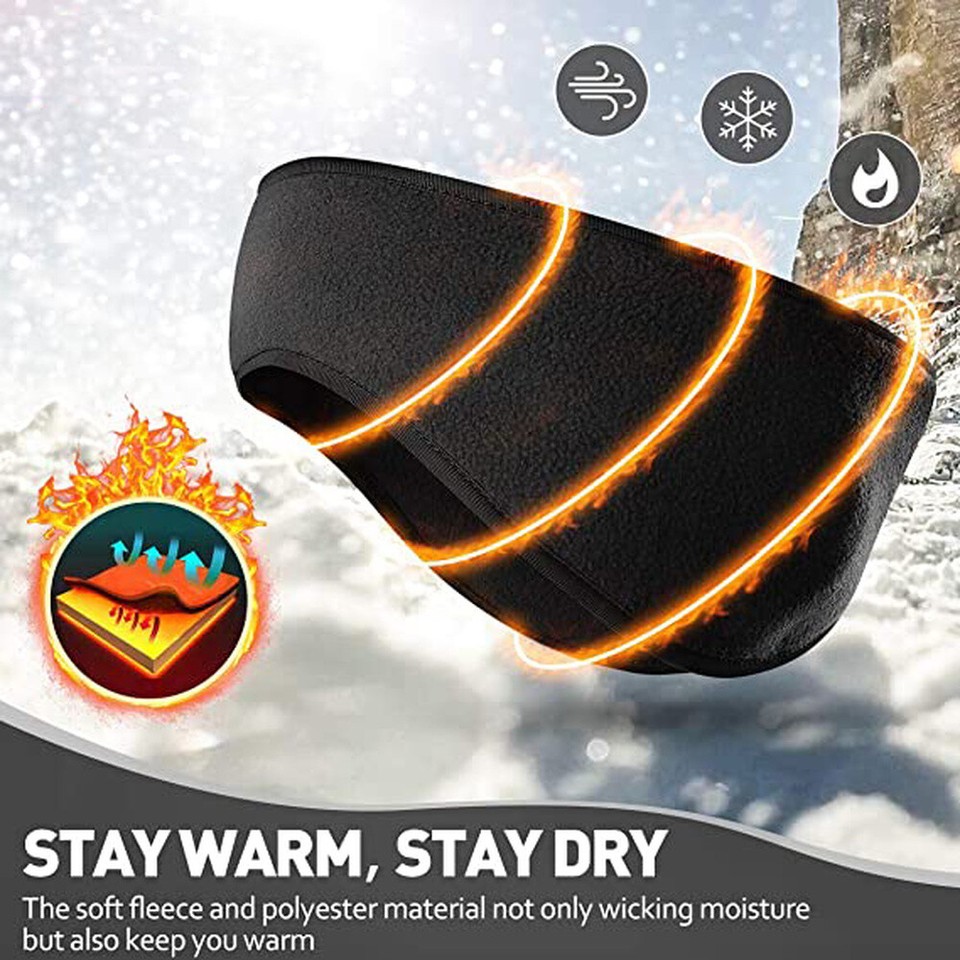 Polar Fleece Ear Warmer Headband Winter Running Ear Band Covers for ...