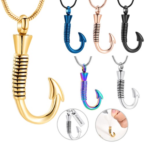 Fish Hook Cremation Jewellery Pendant Keepsake Urn Necklace For Ashes ...