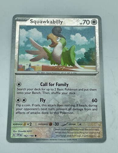 Squawkabilly 162/198 Scarlet & Violet Pokemon TCG Reverse Holo Mint ...