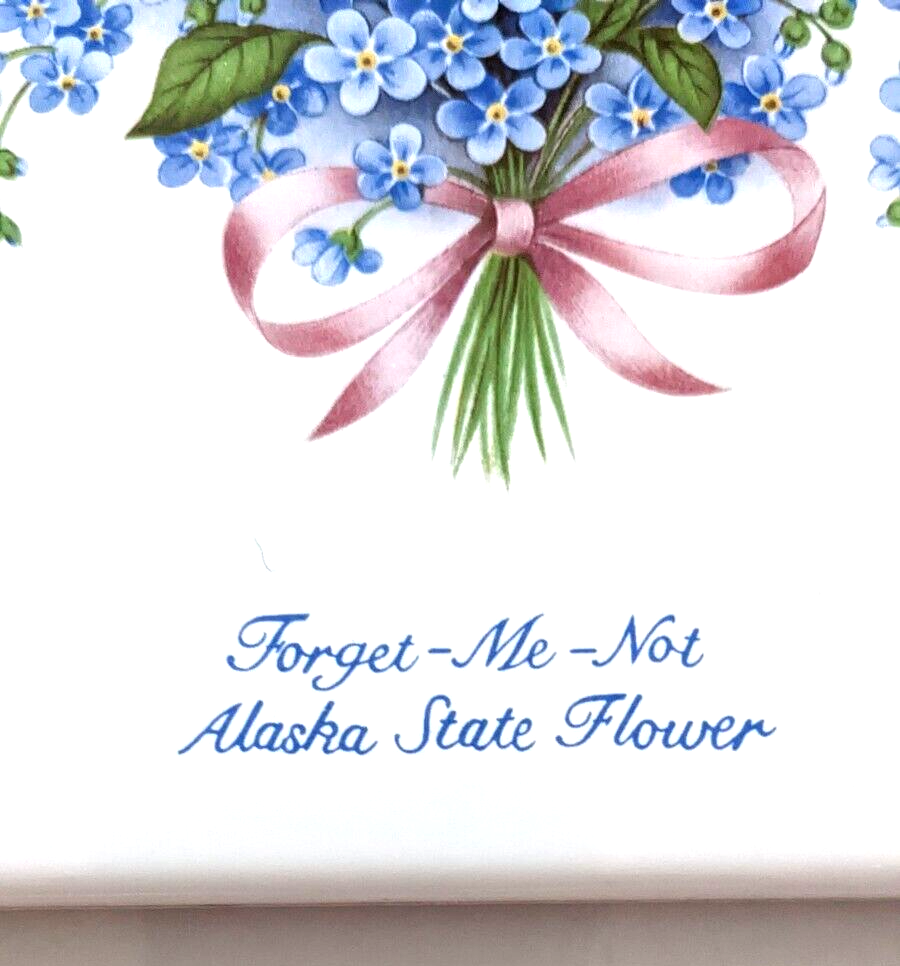 IAAC Forget-Me-Not Alaska State Flower Ceramic Tile Trivet Wall Decor ...