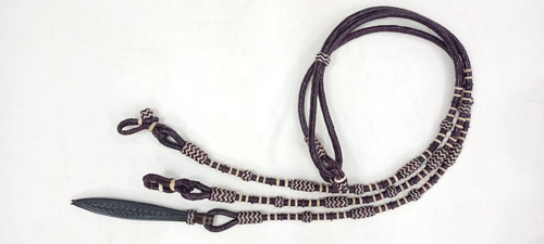 Hand Braided Brown Rawhide Show Romel Romal Reins Horse tack Natural ...