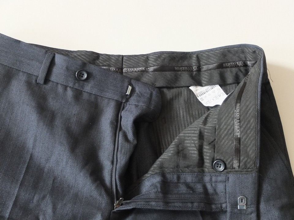 BERTO LUCCI Wool Trousers Size 48 Top Blue | eBay Australia