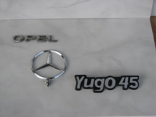 Lot 3 car emblems Opel Mercedes Yugo 45 logo car used rare collection ...