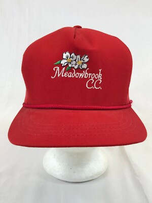 Meadowbrook CC Trucker Hat Buckleback Cap Leather Strap Red Cali Fame ...