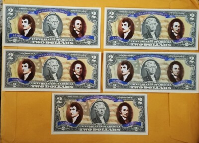Colorized Two Dollar Bill With Lewis and Clark (x5) | eBay