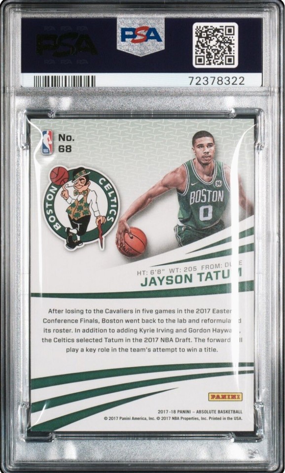 2017-18 Panini Absolute Jayson Tatum Rookie RC PSA 9! Boston Celtics ...