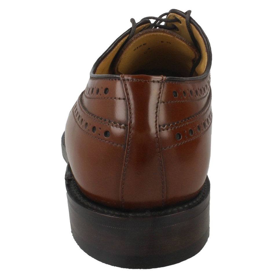 Mens Braemar Loake tan leather lace-up Brogue Formal Shoe F fitting ...