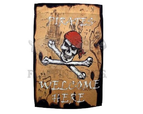 Lightweight One Sided Sleeved Banner PIRATES WELCOME HERE 12" x 18 ...