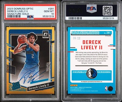 2023 Donruss Optic Derek Lively II Rated Rookie Gold Auto /10 On Card ...