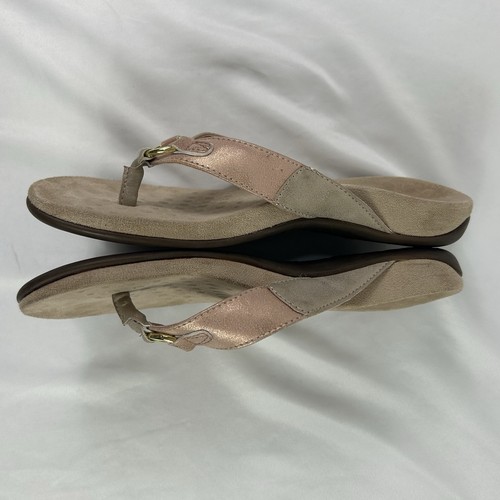 Vionic Elena Sandals Flip Flops Metallic Rose Pink Orthotic Women’s ...