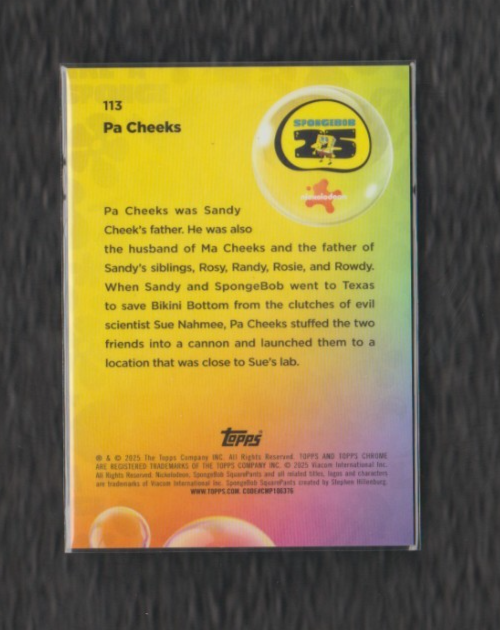 2025 Topps Chrome SpongeBob 25th Anniversary Pa Cheeks Orange REF 11/25 ...