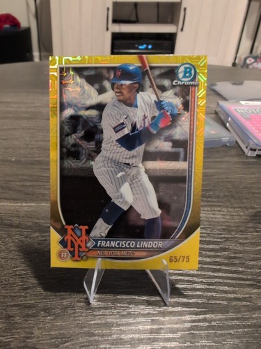 2025 BOWMAN CHROME MEGA MOJO REFRACTOR FRANCISCO LINDOR METS #59 YELLOW ...