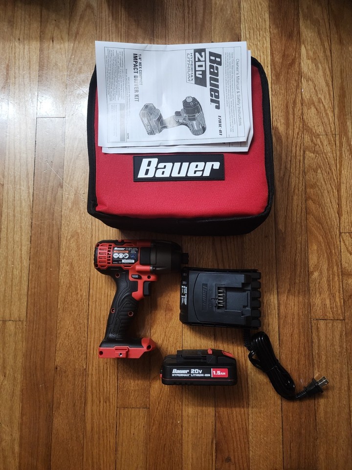 NEW - Bauer 1781C-B1 20V 1/4" HEX Compact Impact Driver Kit w/Battery ...